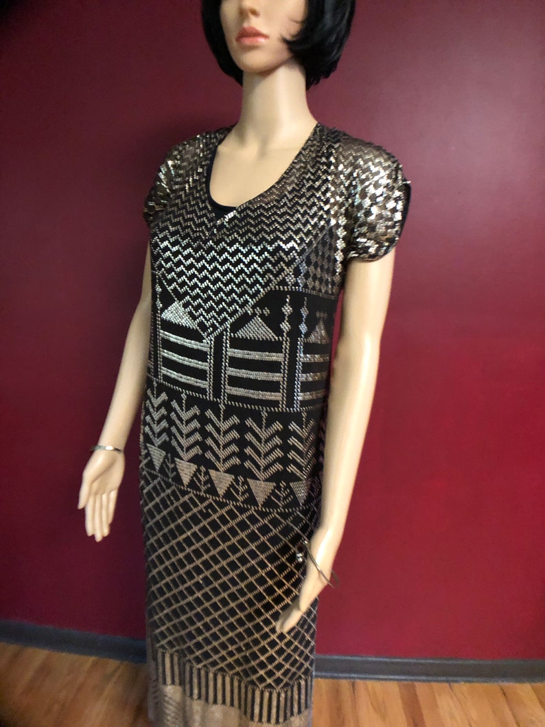 HELLO GORGEOUS 1930 Vintage Egyptian Assuit Dress MINT Black Silver ...