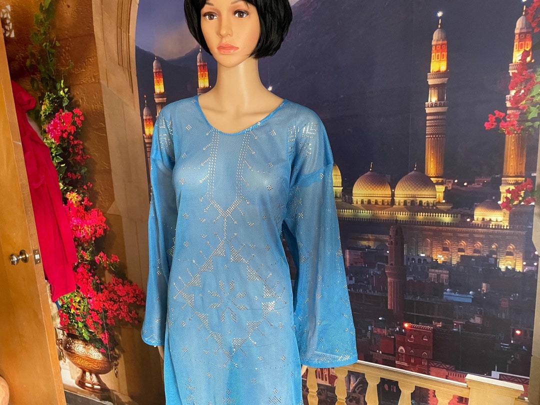 Egyptian Blue Faience/ Light Blue Egyptian Assuit Dress/galabeya/tunic ...