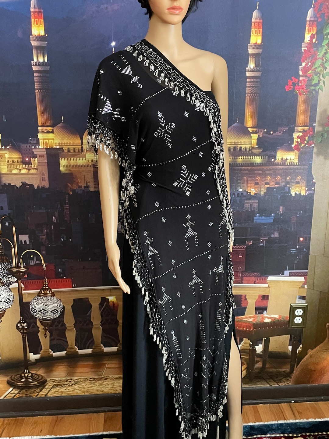 Egyptian Assuit Hip Scarf/beaded Hip Scarf Classic Egyptian Motifs ...