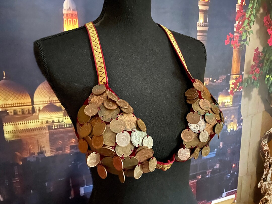 Red Velvet Copper Real VINTAGE Coins Tribal A/B Cup Bra ATS FCBD Style ...
