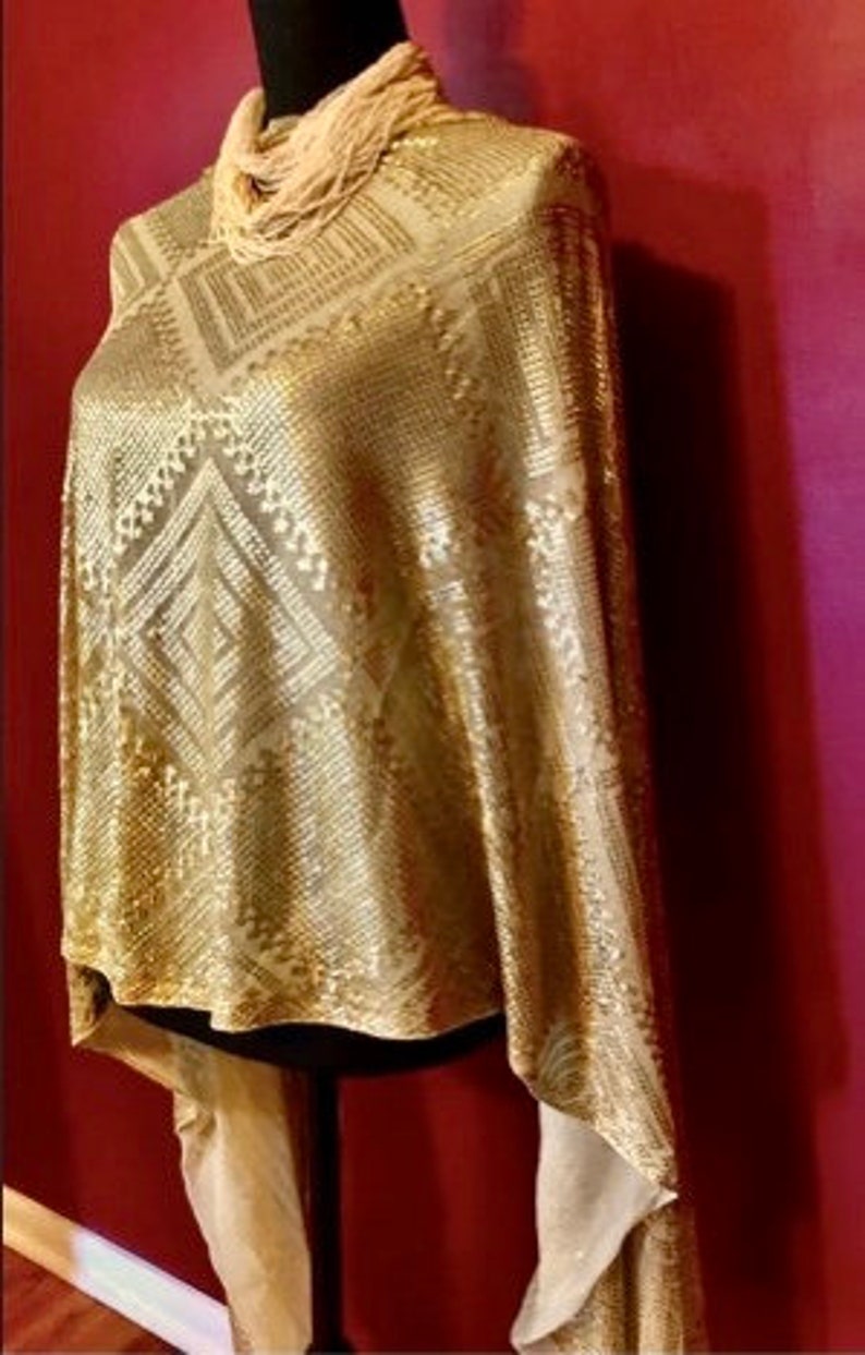 Midas Touch Gold Heavy Egyptian Vintage Assuit Shawl /wrap | Etsy