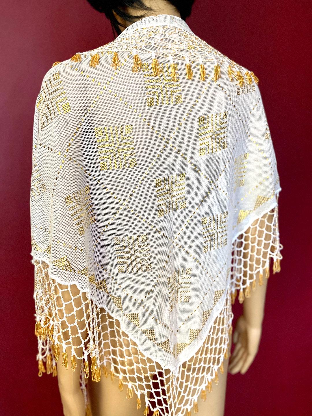 Cream Egyptian Assuit With GOLD Hip Scarf/scarf Bellydance Hip Scarf - Etsy