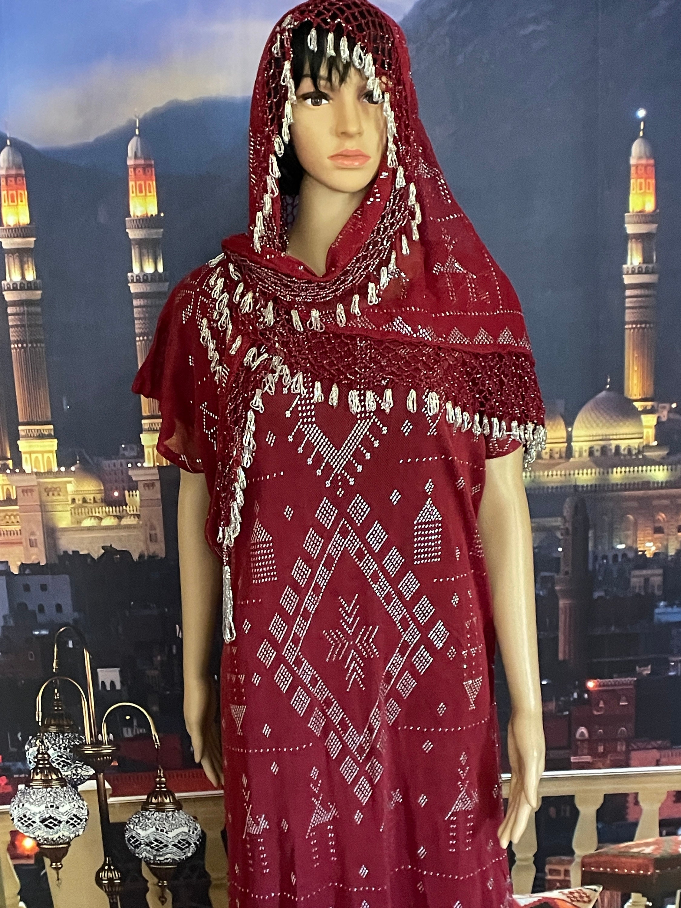 Burgundy Wine Egyptian Assuit With Silver Sleeveless Dress/tunic ...