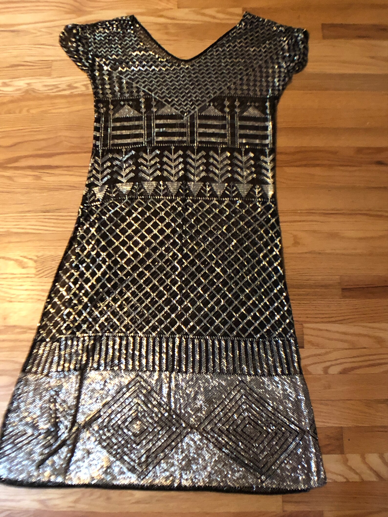 HELLO GORGEOUS 1930 Vintage Egyptian Assuit Dress MINT Black Silver ...