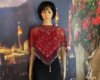 Dark Red (burgundy) Egyptian Assuit Hipscarf Bright Silver Egyptian ...