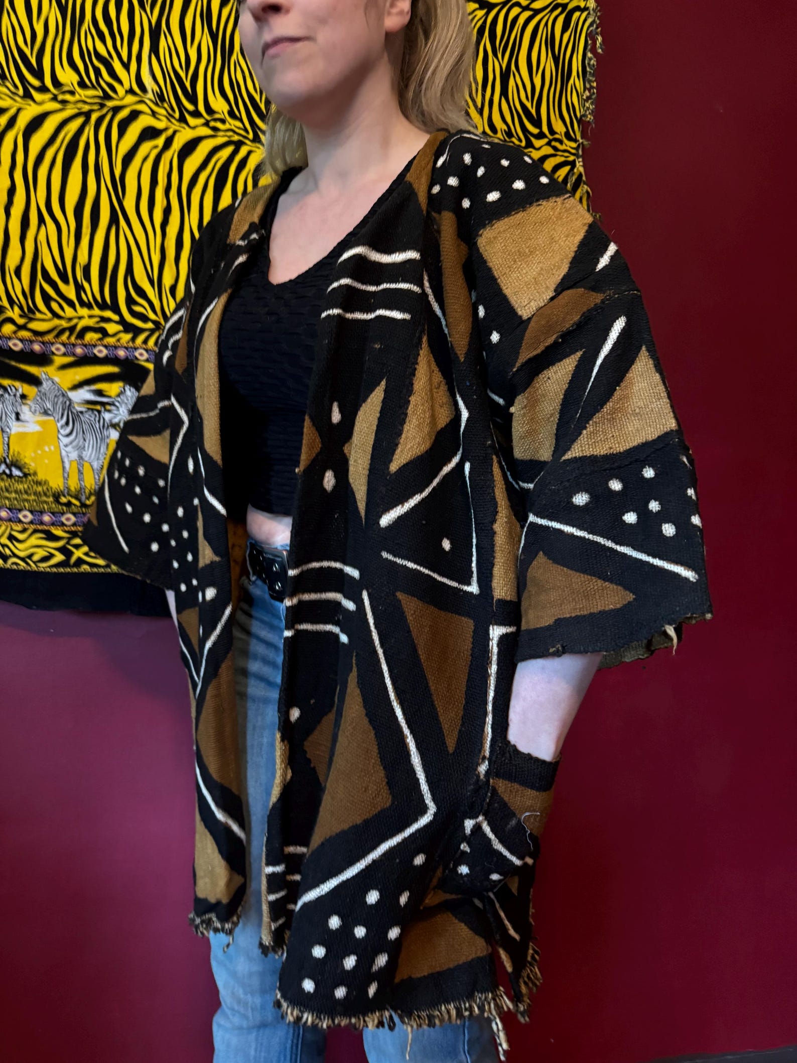 Authentic Vintage Fermented Mud Cloth Graphic Bogolanfini African Cloak ...
