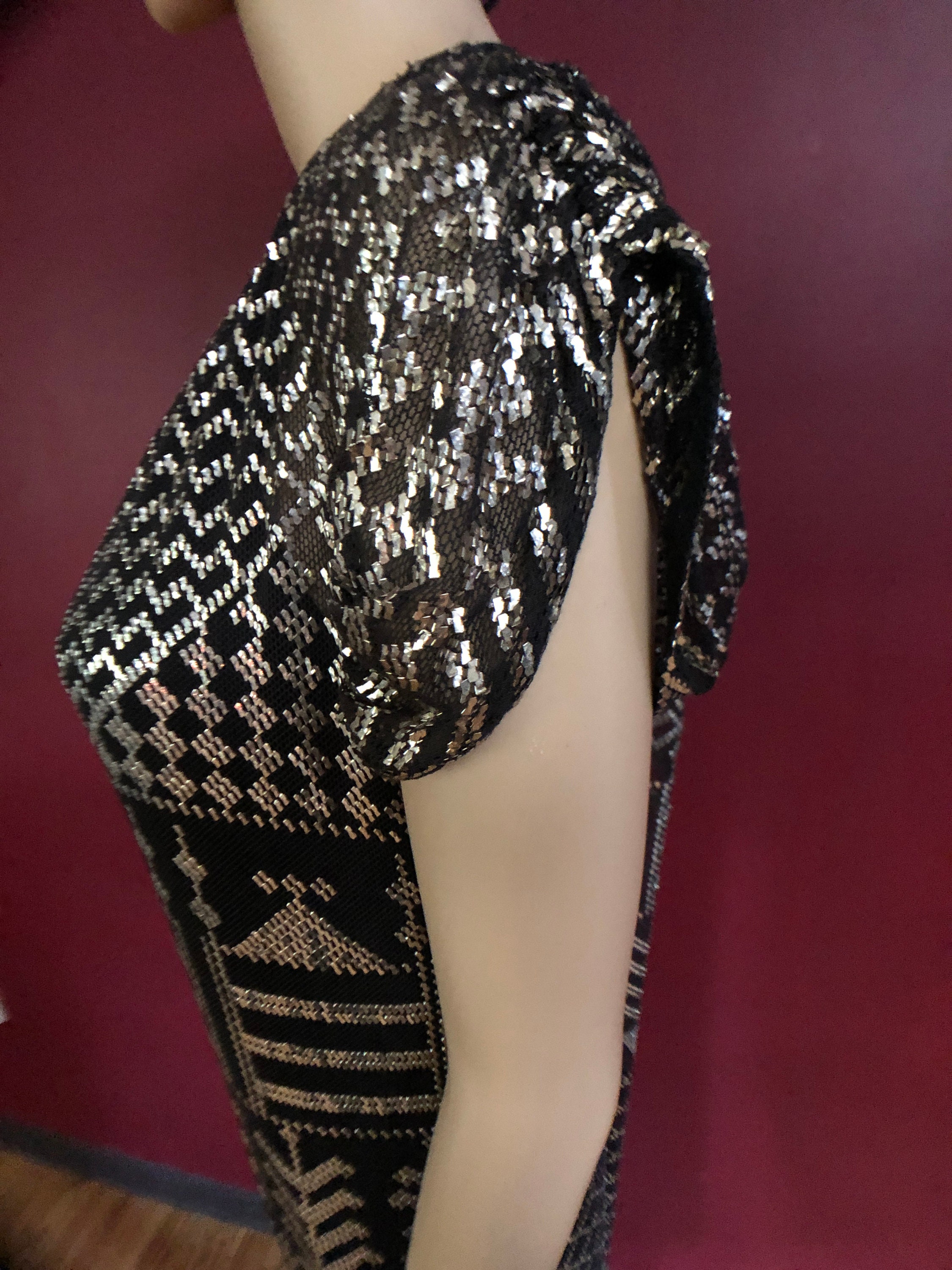HELLO GORGEOUS 1930 Vintage Egyptian Assuit Dress MINT Black Silver ...