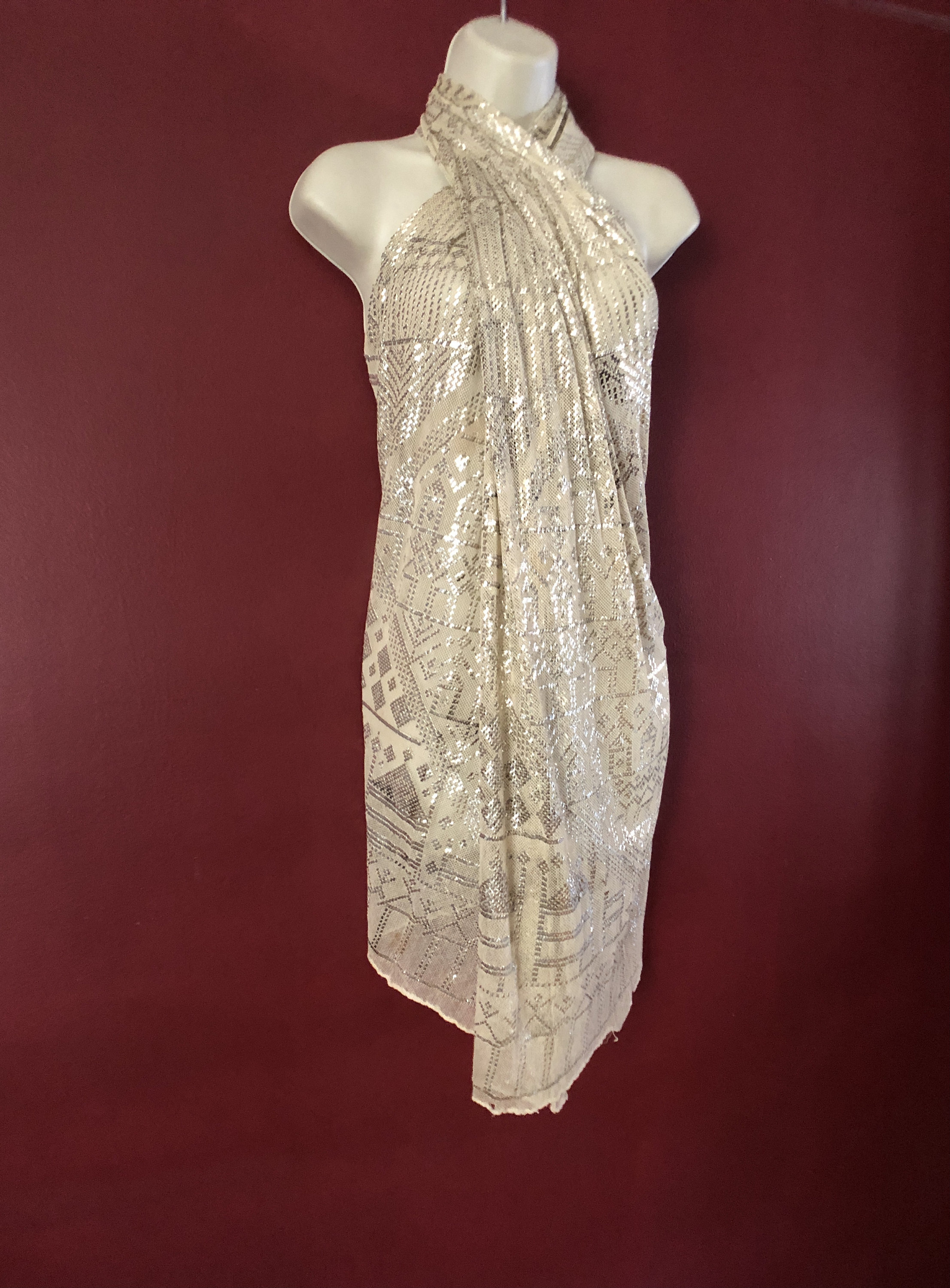 Heavy Egyptian Silver Vintage Assuit Wedding Shawl Bellydance Assuit ...