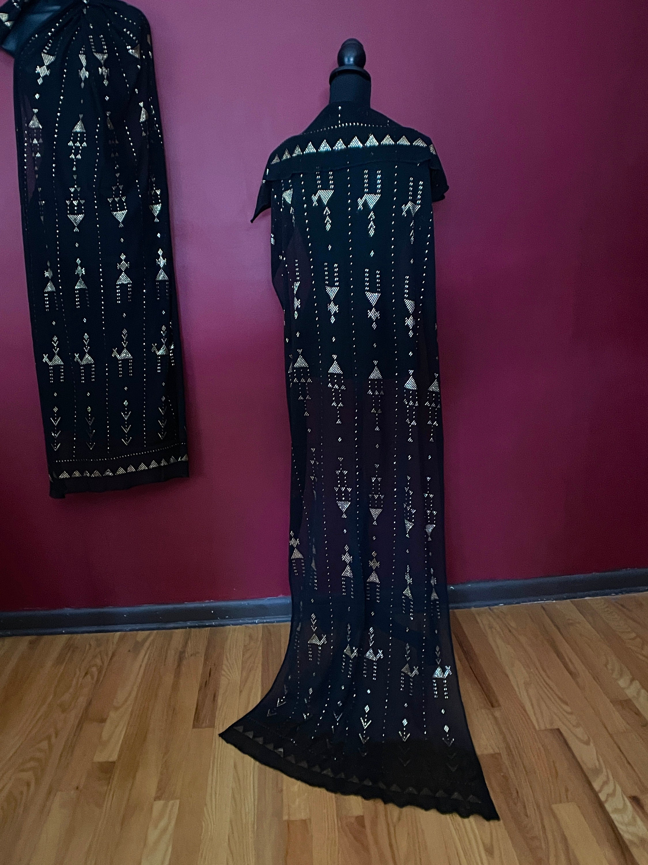 Gold on Black Egyptian Assuit Shawl Bellydance Assuit Bellydance Cover ...