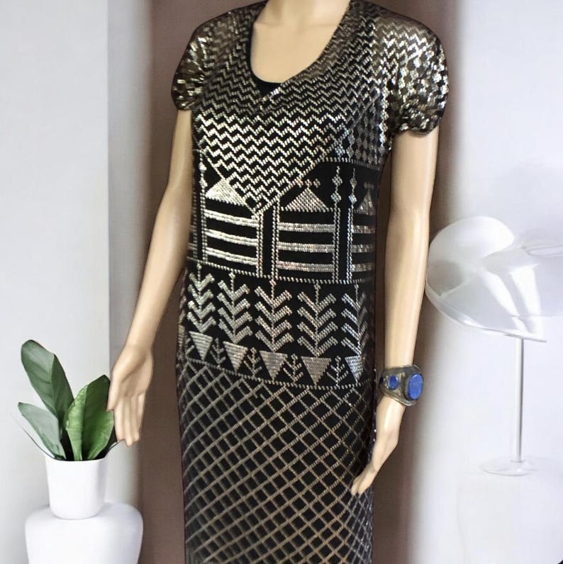 HELLO GORGEOUS 1930 Vintage Egyptian Assuit Dress MINT Black Silver ...