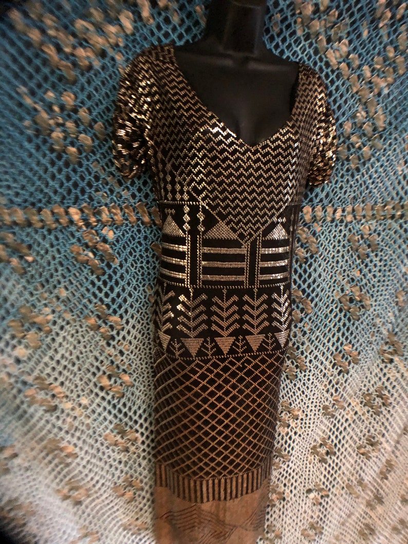 HELLO GORGEOUS 1930 Vintage Egyptian Assuit Dress MINT Black Silver ...