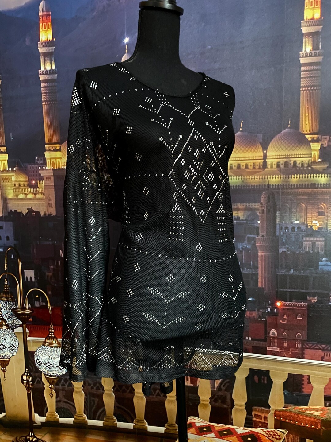 Beautiful Black Egyptian Assuit Tunic Top/blouse Bellydance Cover ...