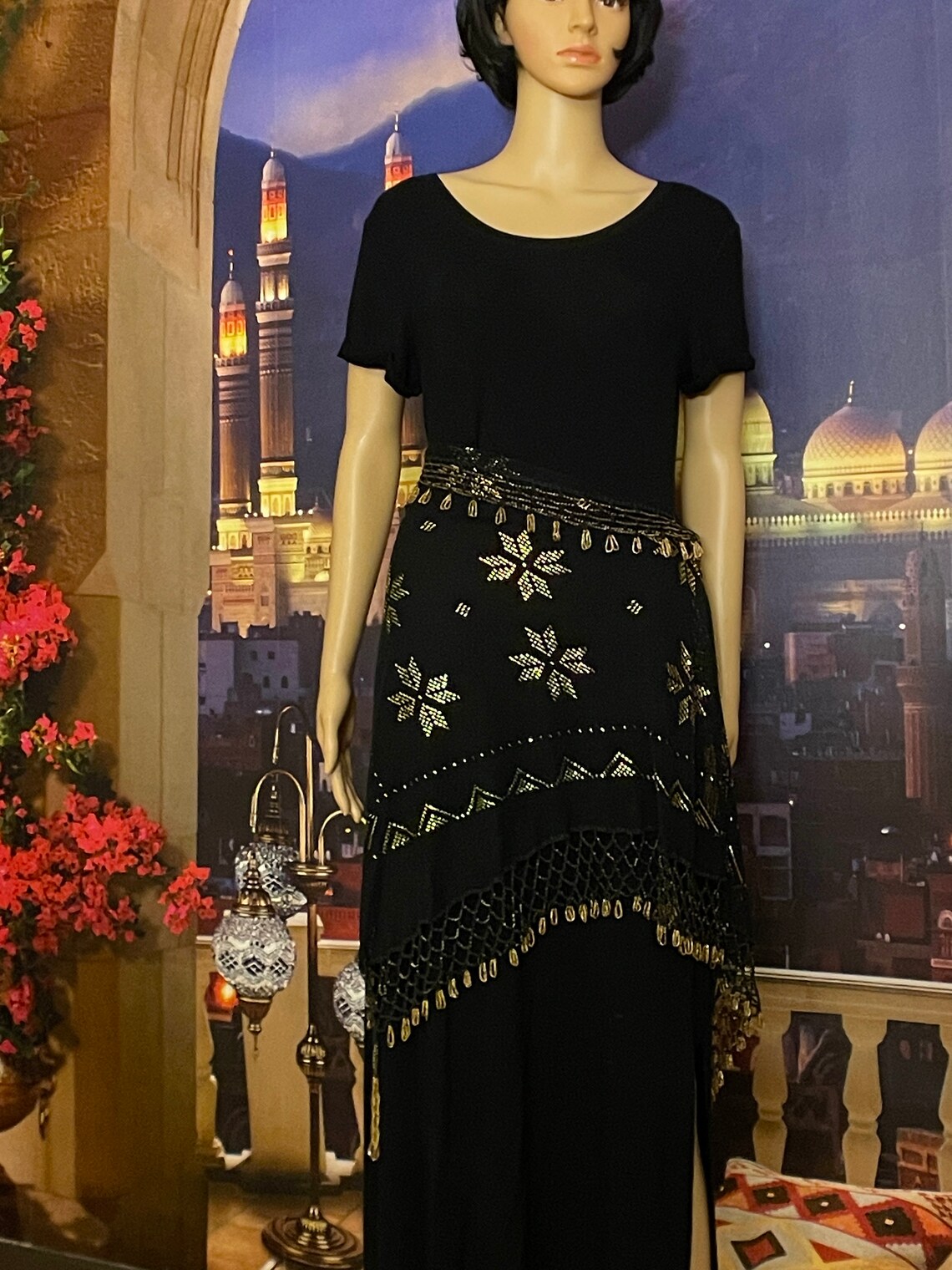 Gold Egyptian Assuit Beaded Hip Scarf Bellydance Hip Scarf - Etsy