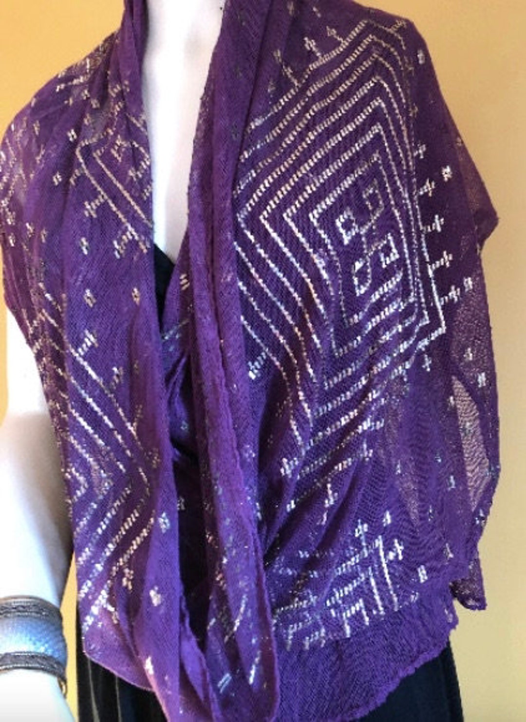 Royal Purple Egyptian Vintage Assuit With Silver LONG Stunning Color ...