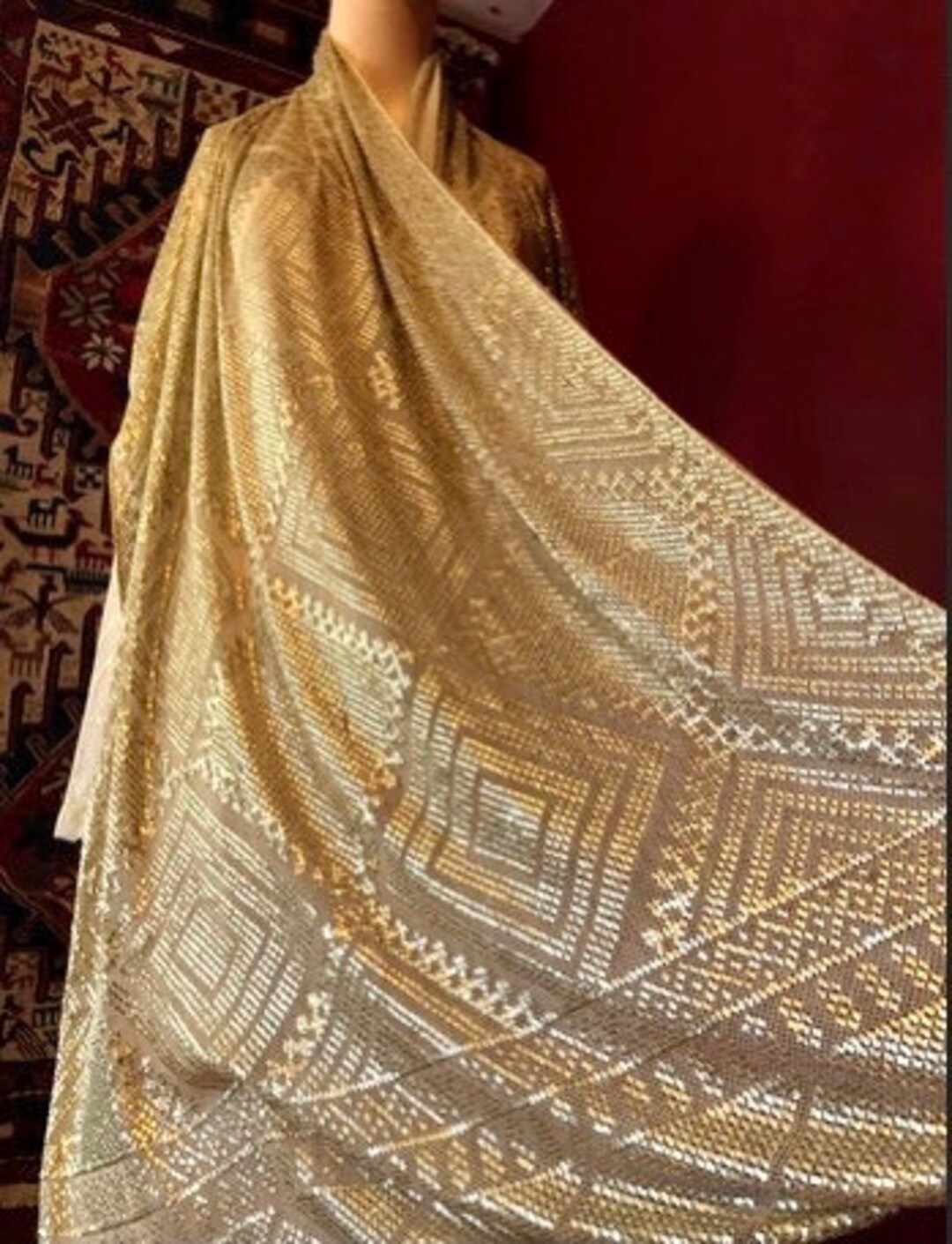 Midas Touch Gold Heavy Egyptian Vintage Assuit Shawl /wrap 1919 ...