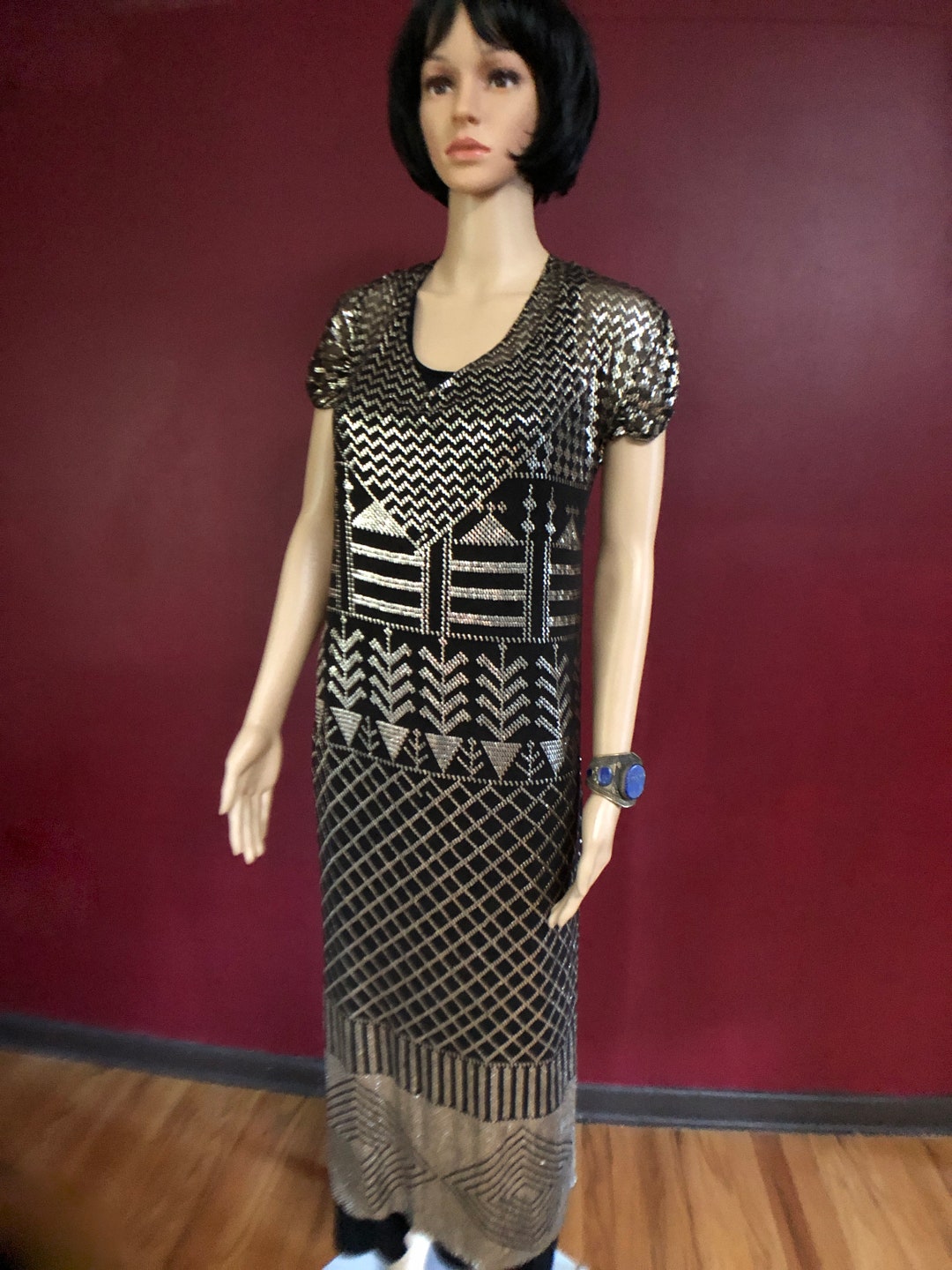 HELLO GORGEOUS 1930 Vintage Egyptian Assuit Dress MINT Black Silver ...