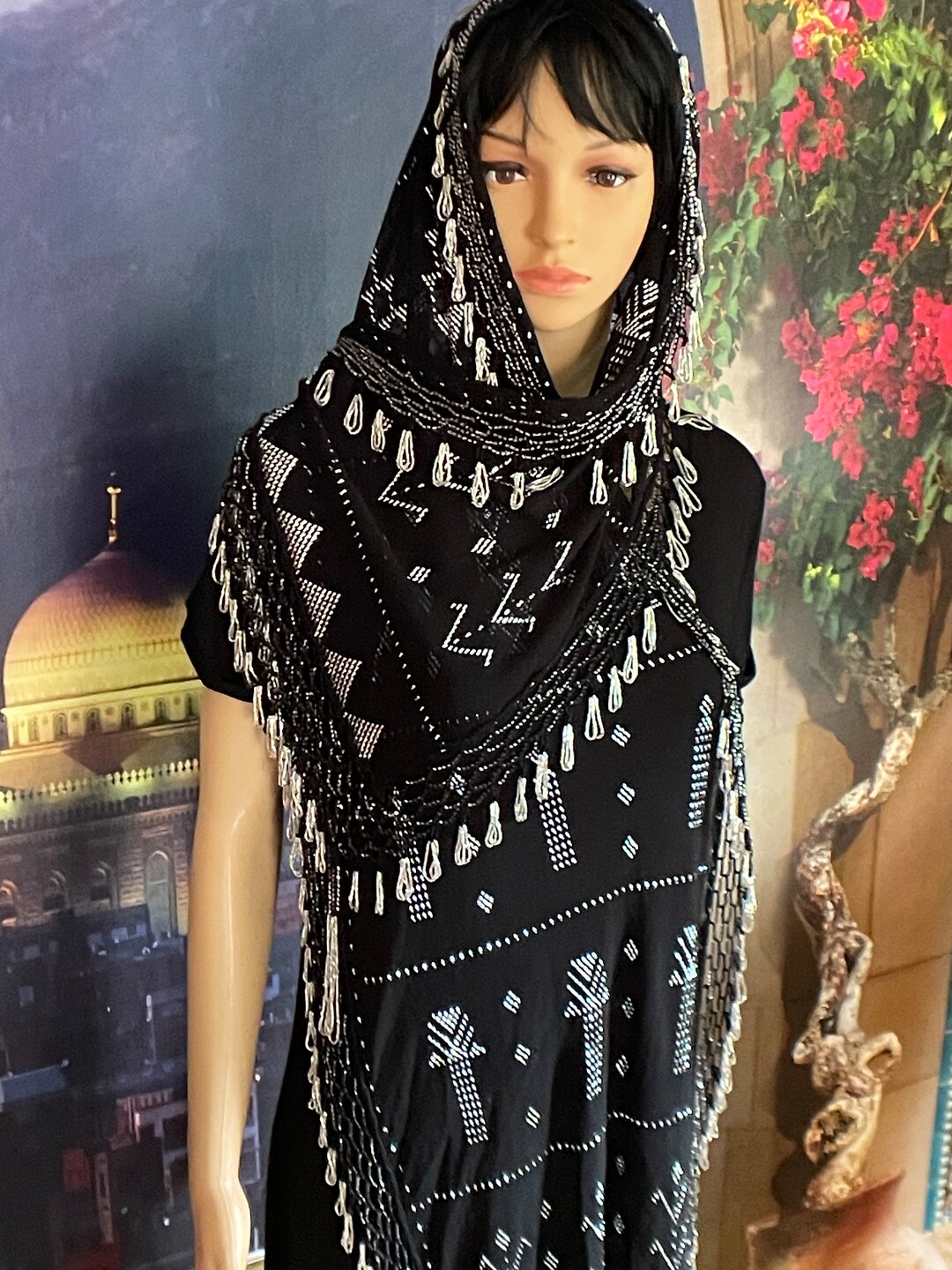 Egyptian ASSUIT Rectangular Hip-scarf Scarf Beaded Scarf - Etsy