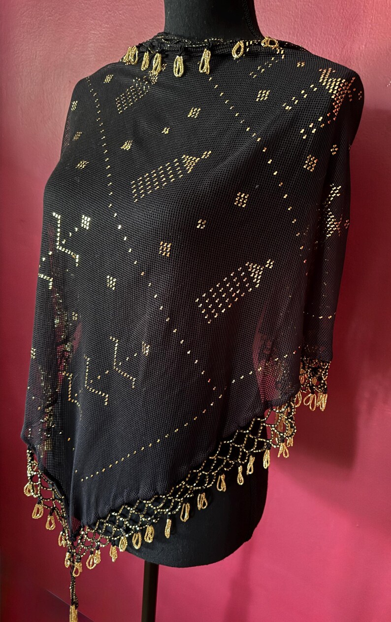 Egyptian ASSUIT Hip Scarf/drape, Triangle Scarf, GOLD on Black ...