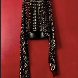 XL Coptic Tile Vintage Egyptian Assuit 1912 Shawl Black Silver 103 ...