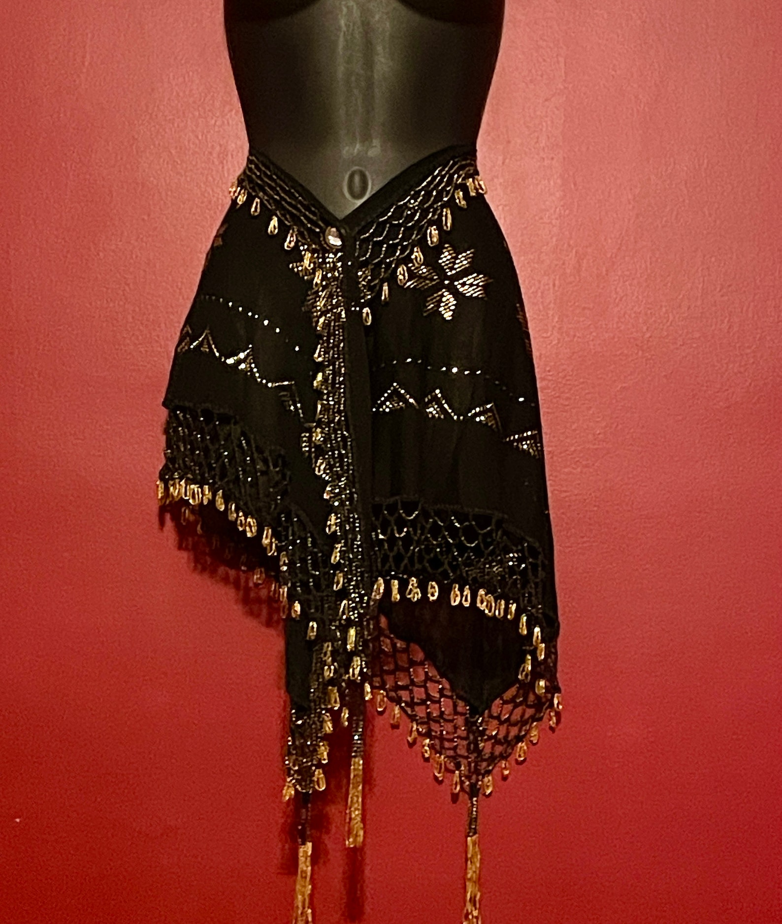 Gold Egyptian Assuit Beaded Hip Scarf Bellydance Hip Scarf - Etsy