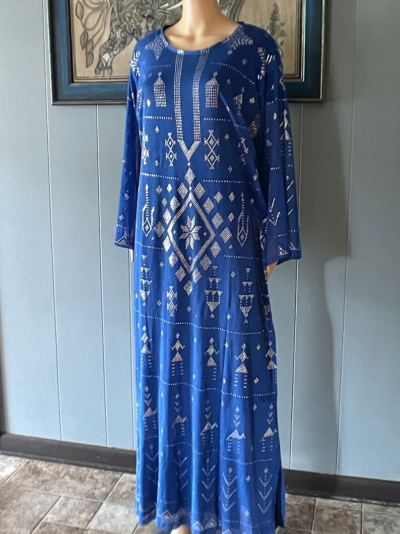Stunning Royal Blue Egyptian Assuit Silver Dress/galabeya/tunic ...