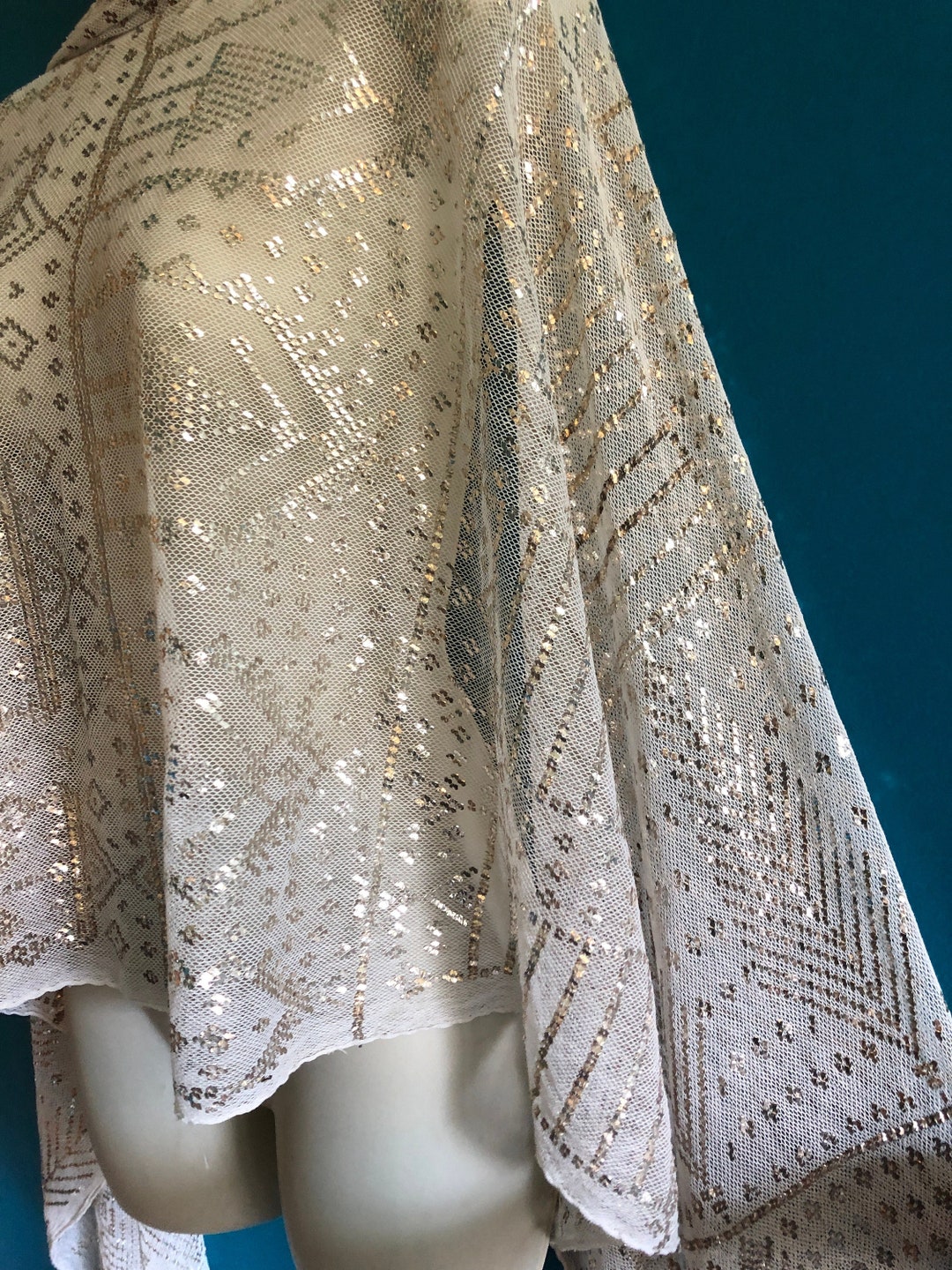 Ivory Trees Bright Silver Vintage Egyptian Wedding Assuit Shawl ...