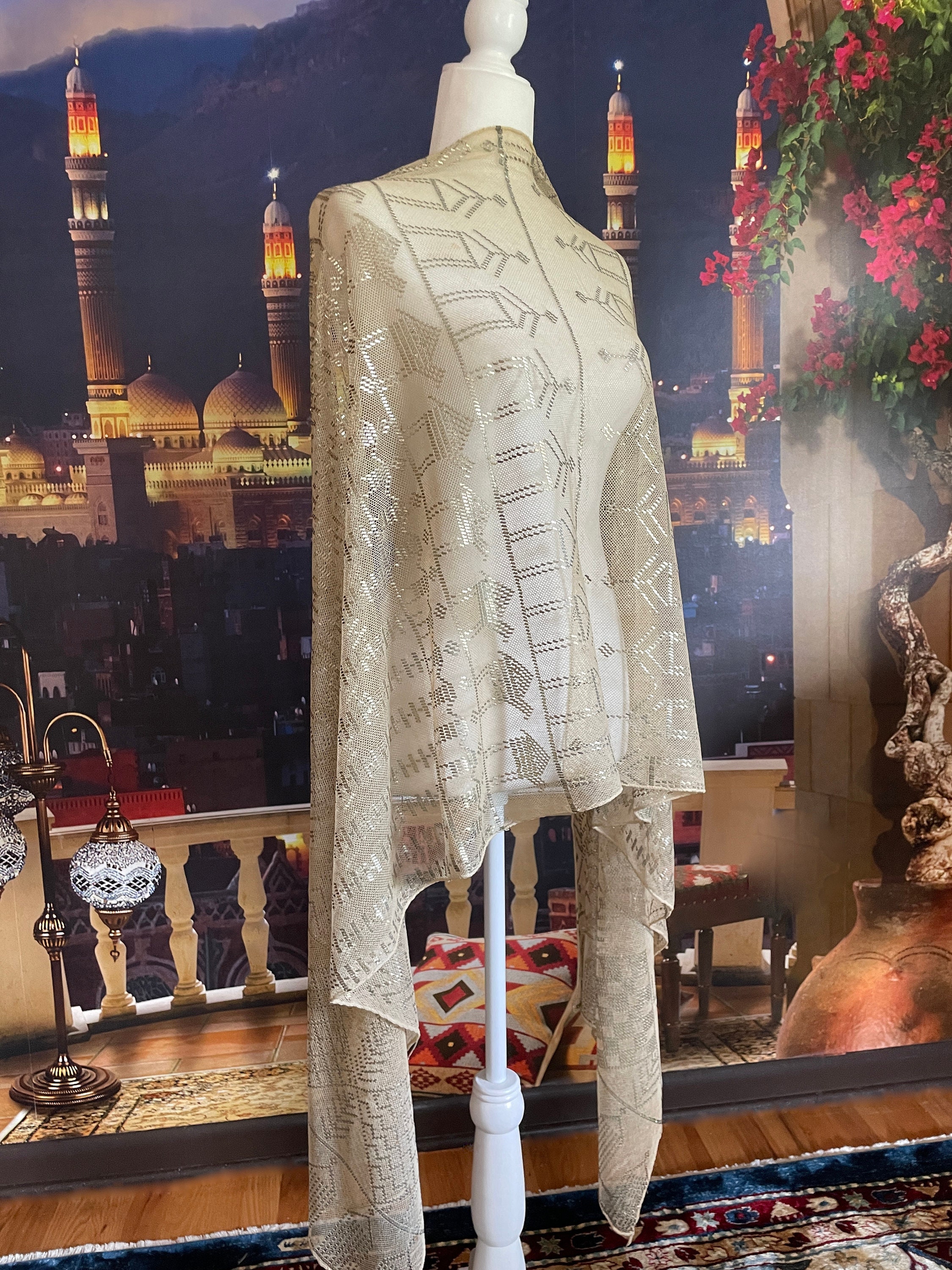 1920's Cream VINTAGE Egyptian ASSUIT W/silver UNIQUE Patterns ...