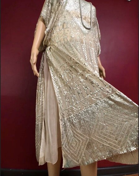 Authentic 1920's Vintage HEAVY HEAVY Assuit Egyptian Dress SILVER ...