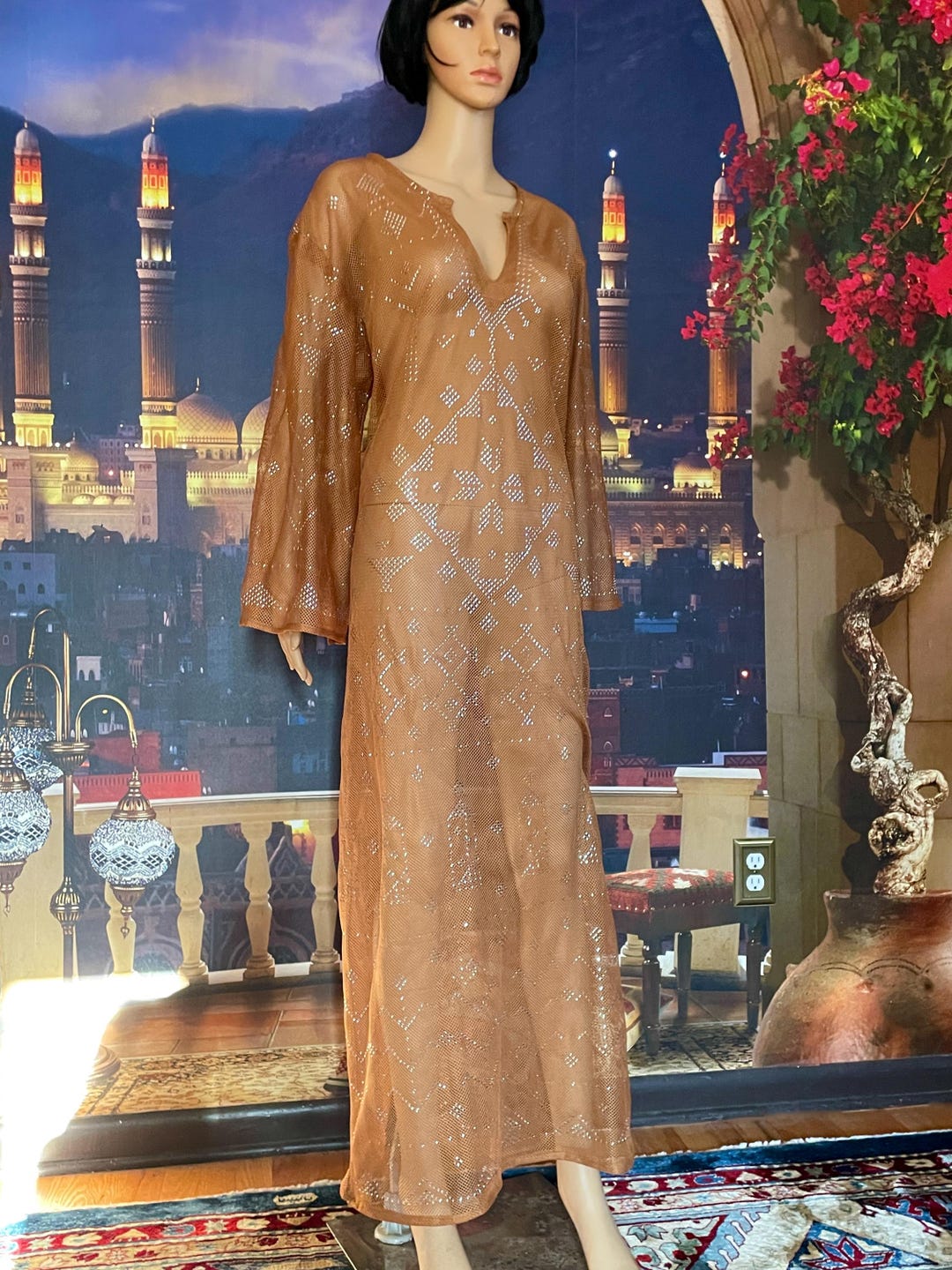 NEW Butterscotch Egyptian Assuit Dress/galabeya/tunic With Bright ...