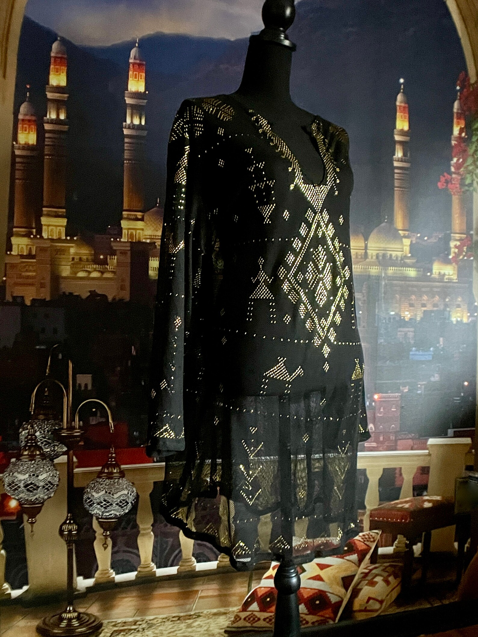 Black Egyptian Assuit With GOLD Assuit Embroidery Bellydance Tunic Top ...