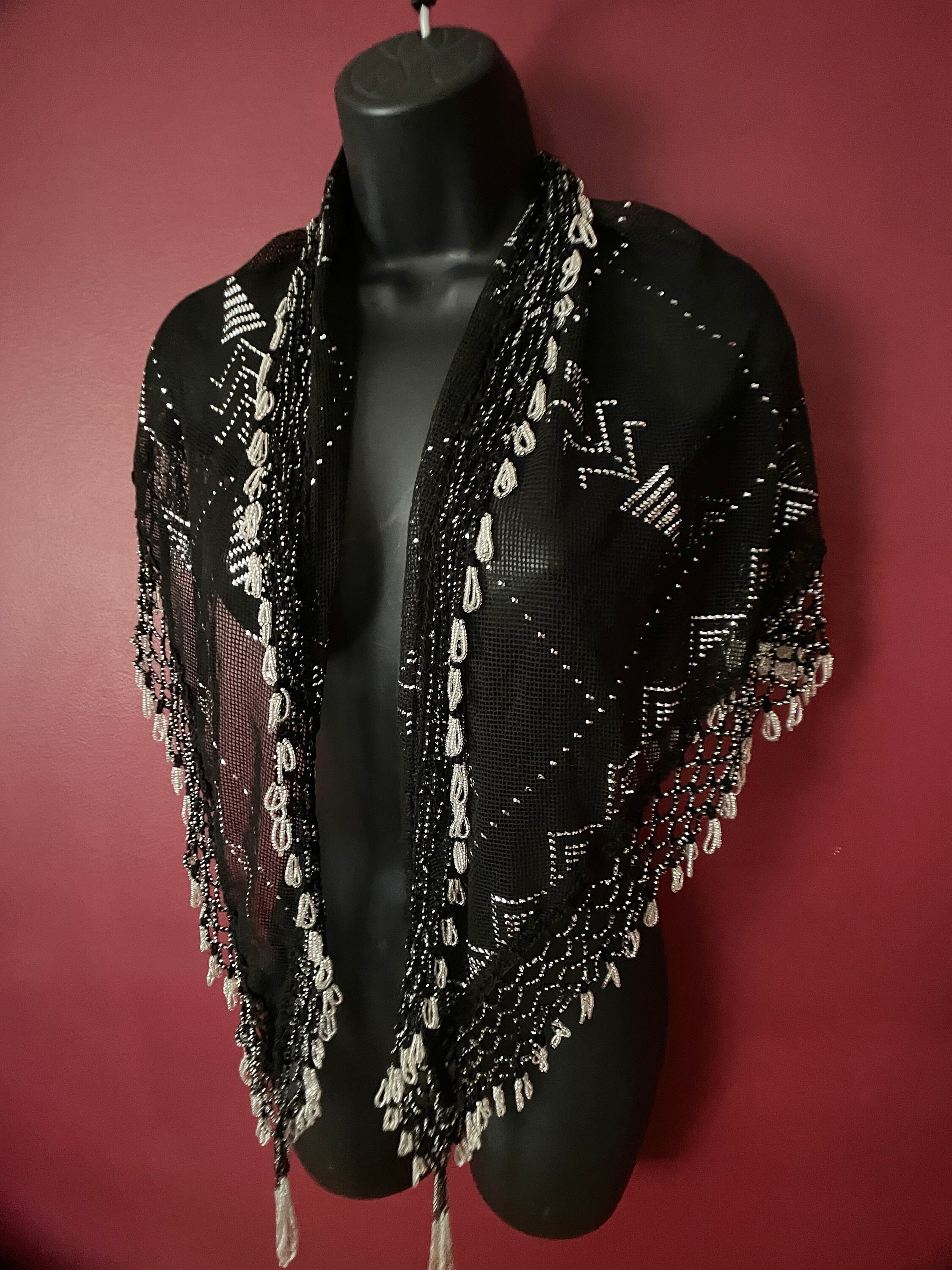 Potted Plants Egyptian ASSUIT Black Silver Hipscarf, Scarf, Cover ...