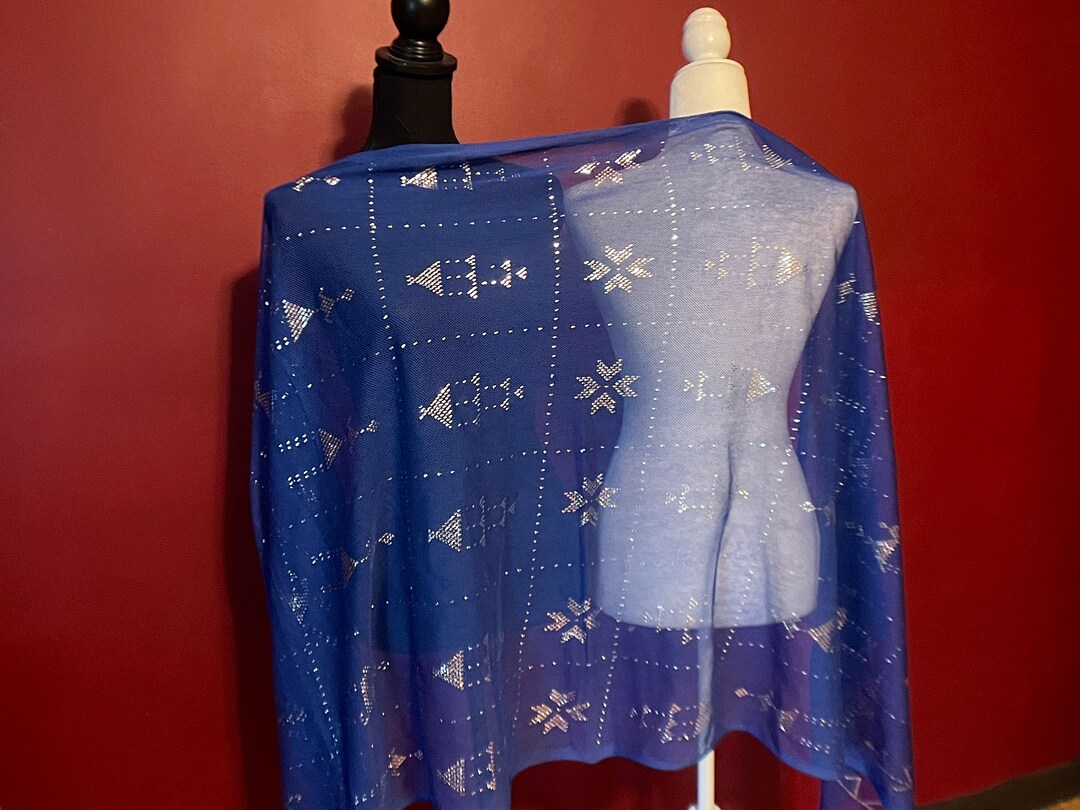 Royal Blue Silver Egyptian Assuit Shawl Bellydance Shawl - Etsy