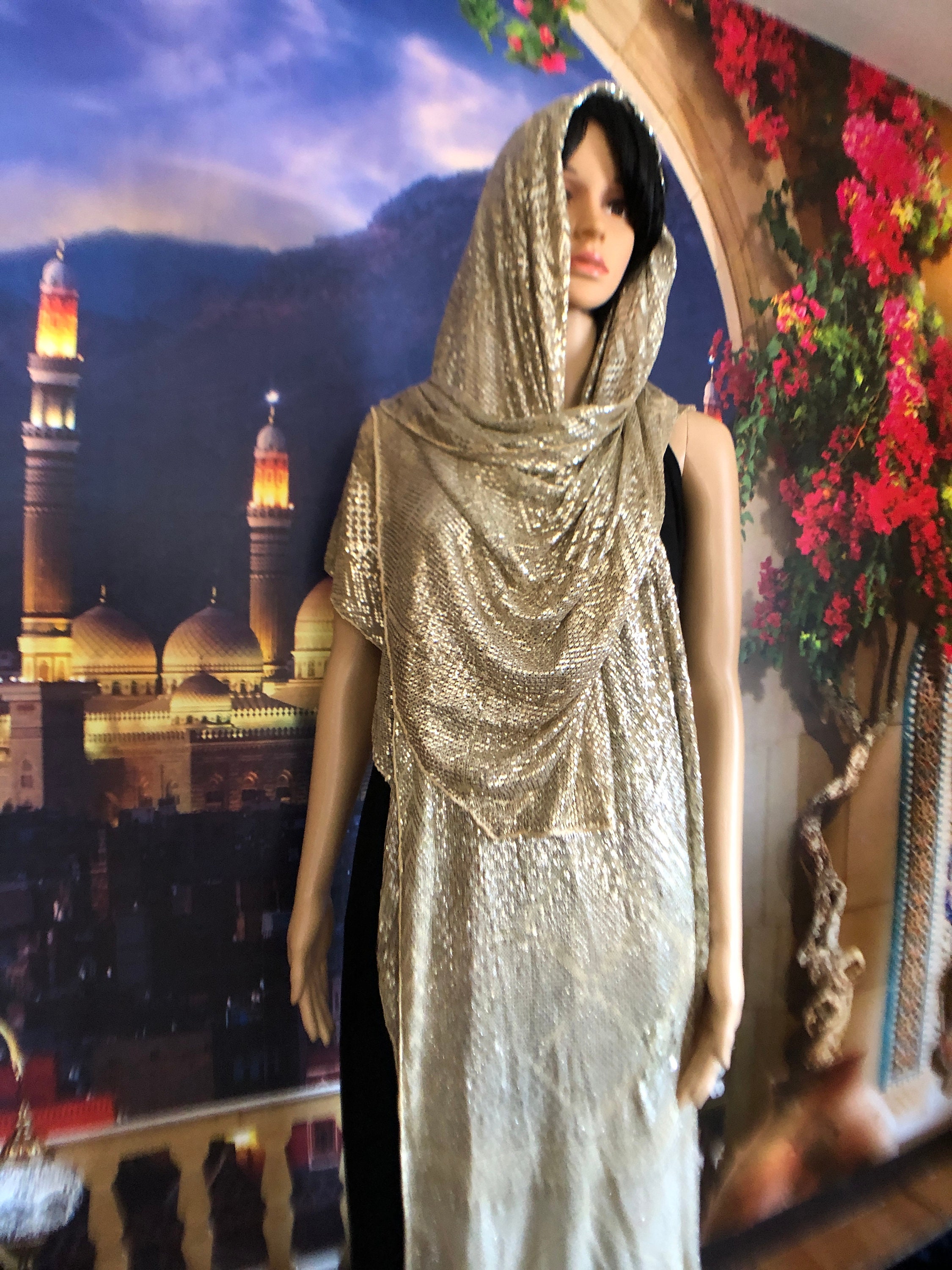 Blond Heavy Antique Egyptian Assuit Piano Shawl With BRIGHT Silver ...