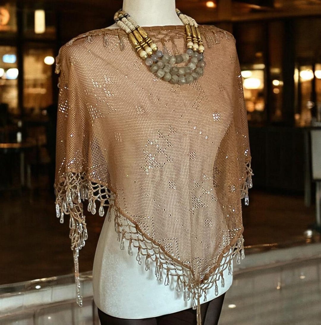 Butterscotch Egyptian Assuit Hip Scarf/ Fully Beaded Bellydance/zumba ...