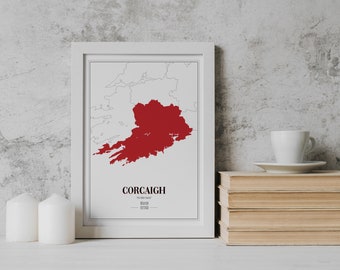 Map Art - Ireland Map - County Cork Ireland - Fine Art Watercolor Print ...