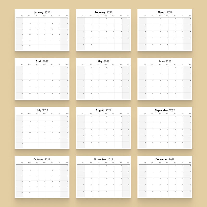 2021 2022 Calendar Bundle Printable Editable Monthly Calendars ...