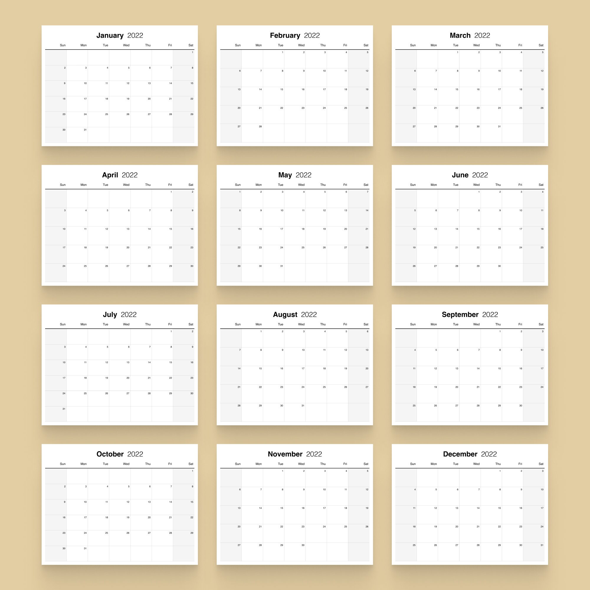 2021 2022 Calendar Bundle Printable Editable Monthly Calendars ...