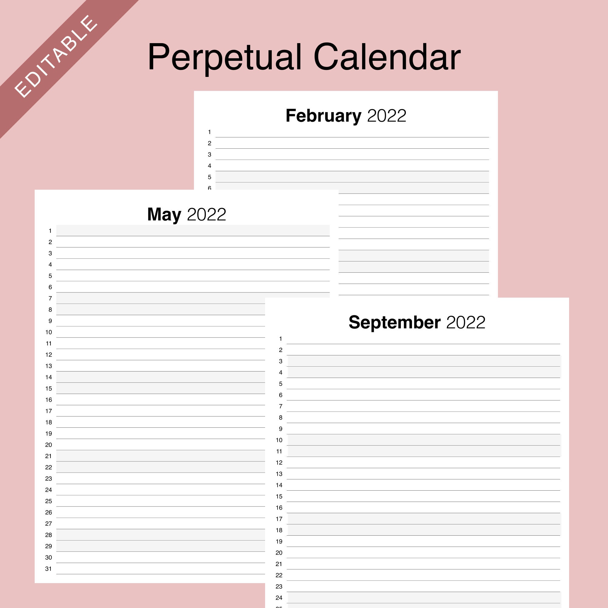 2021 2022 Calendar Bundle Printable Editable Monthly Calendars ...