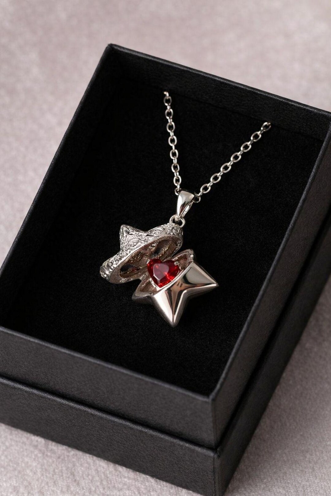 Star Locket Necklace, Hidden Heart Pendant, Silver Necklace - Etsy