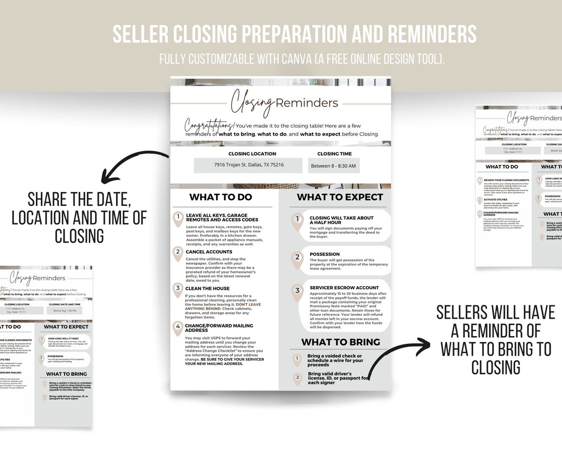 Seller's Closing Reminders|first-time Homebuyers| Real Estate Buyers ...