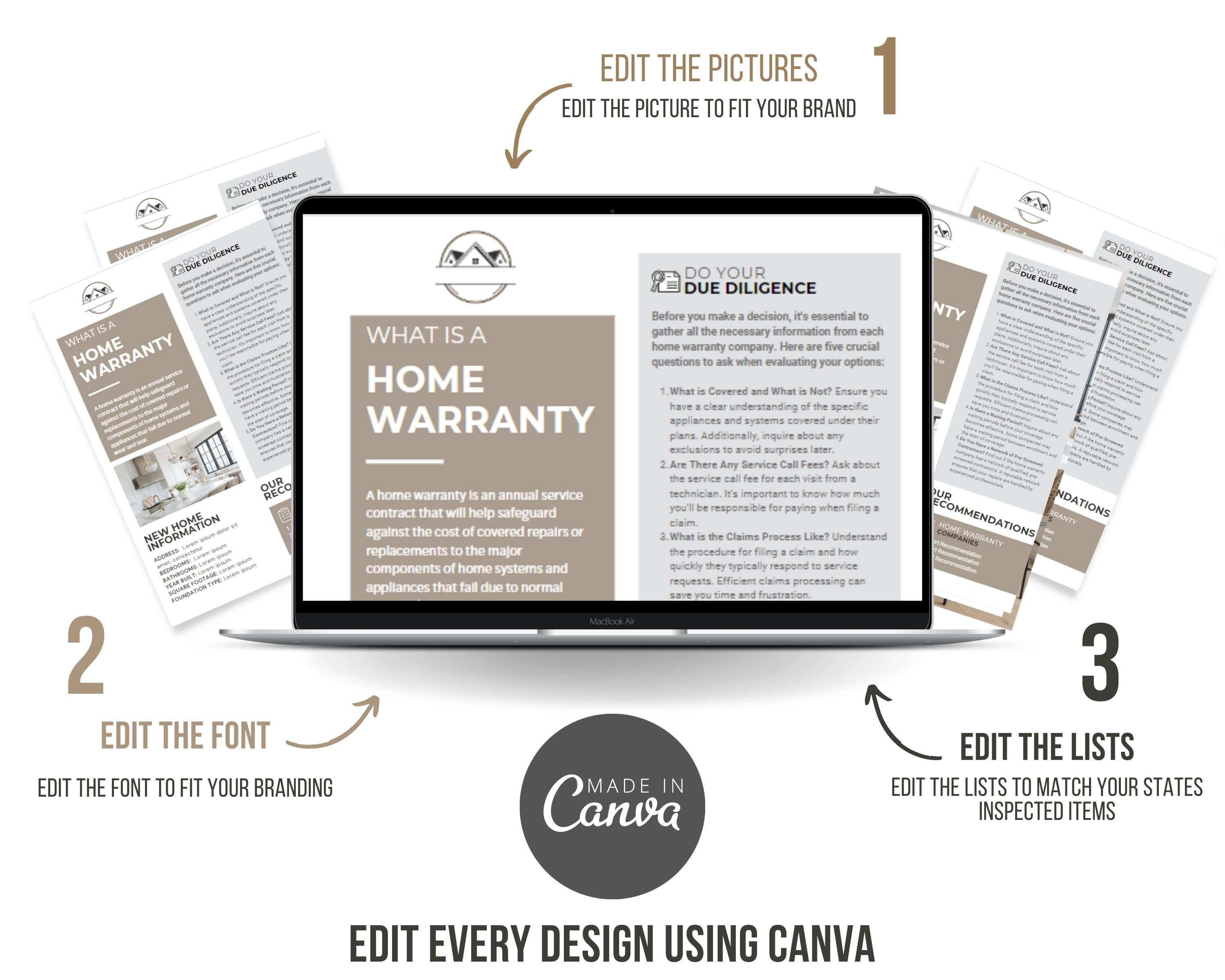 Home Warranty Guide | Printable Canva Template | Homebuyer's Guide ...