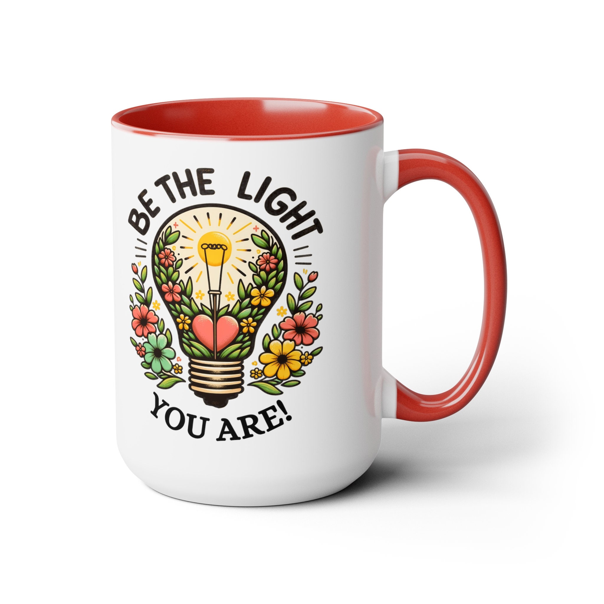 Be the Light You Are Inspirational Heart Floral Light Bulb Mug Two-tone ...
