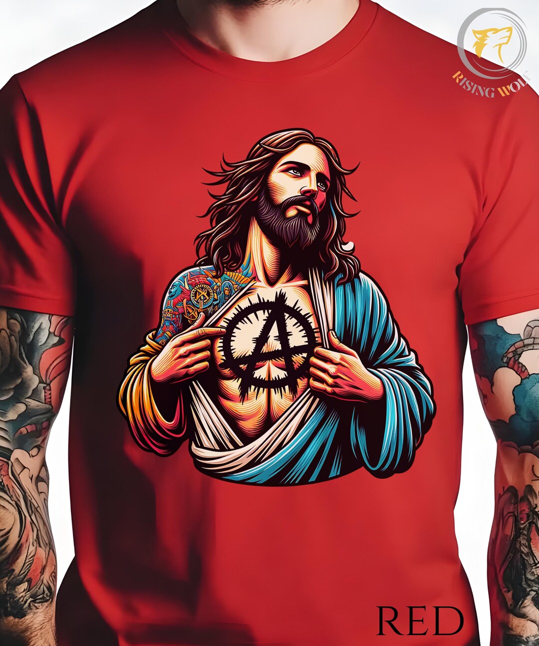 Jesus Anarchy Punk Rock T-shirt | Tattoo Style Graphic Tee | Cool ...