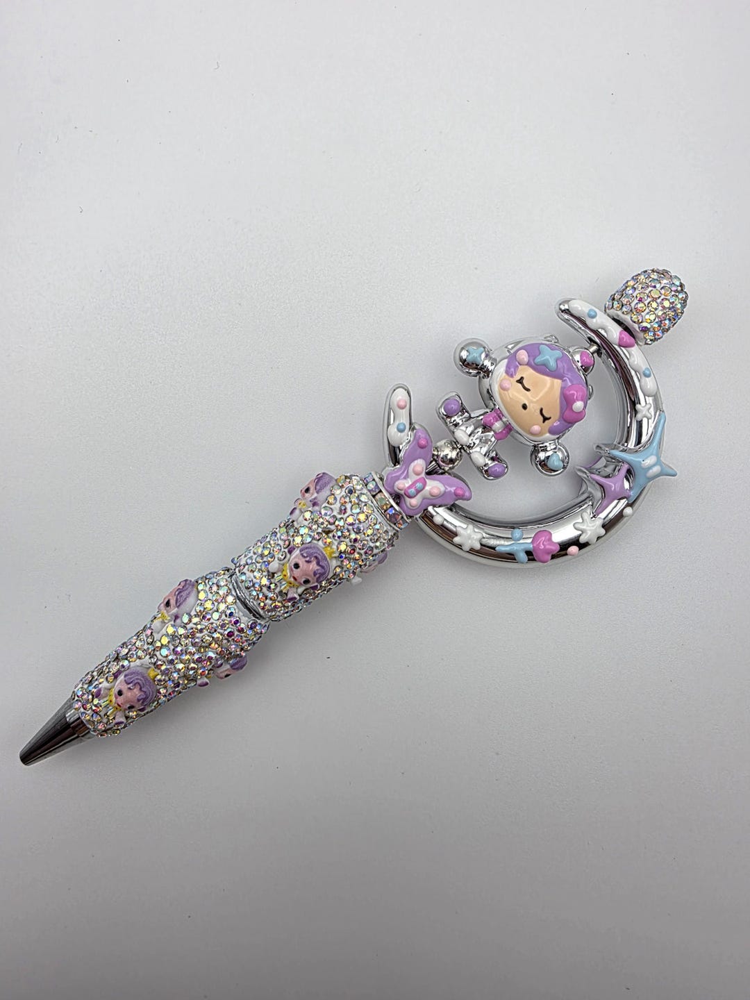 Pastel Goth Girl on Moon Bling Pen - Etsy