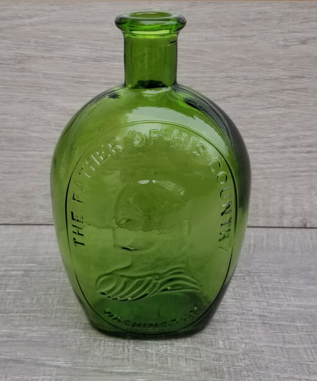 Green Glass Wheaton Vintage Large Bottle George Etsy