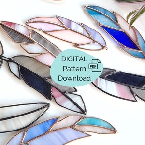 Stained Glass Feather Patterns X 6 // Beginner Glass Pattern - SIX Easy ...