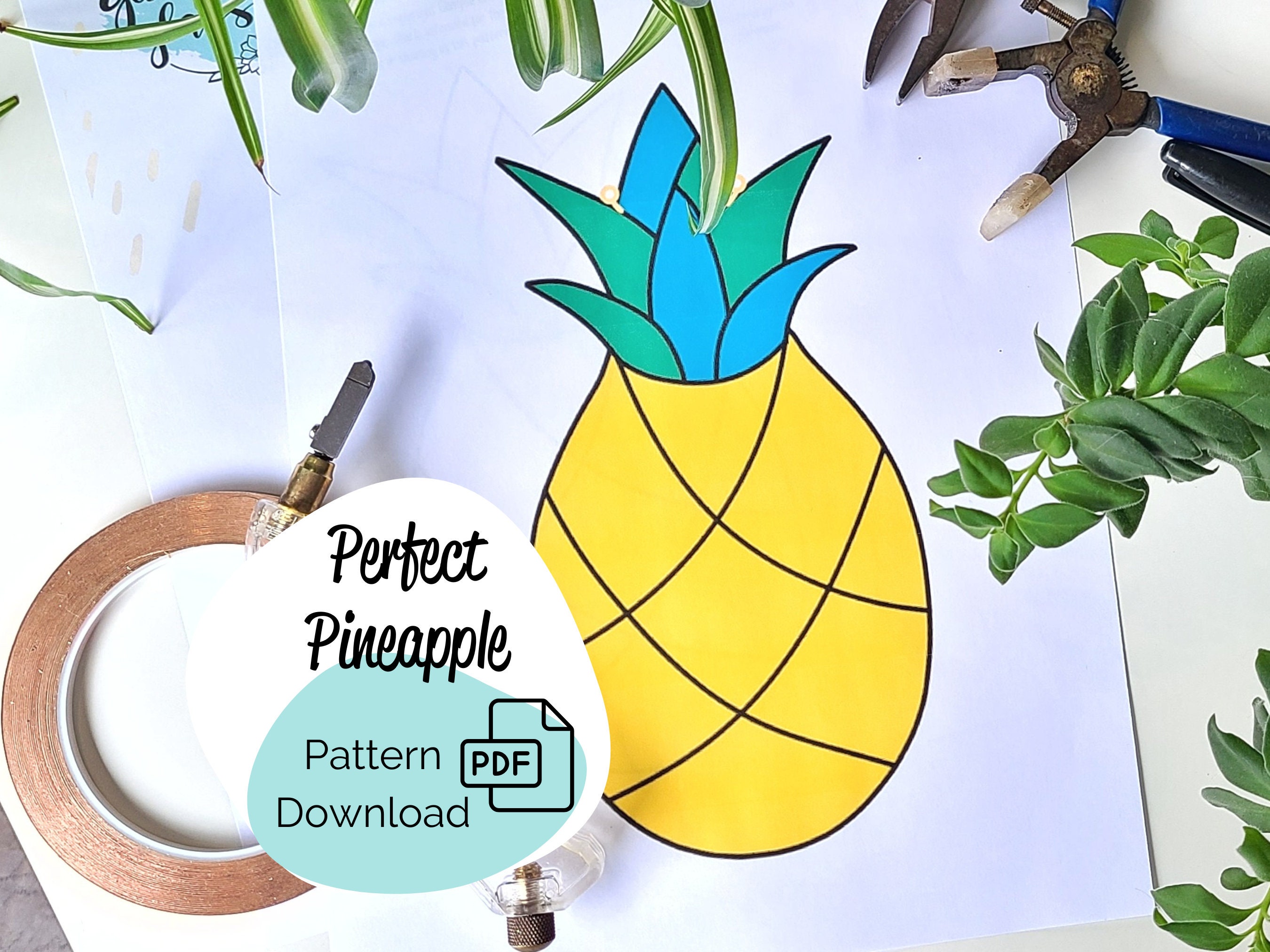 Pineapple Stained Glass Pattern: Beginner-friendly SVG/PDF (digital ...