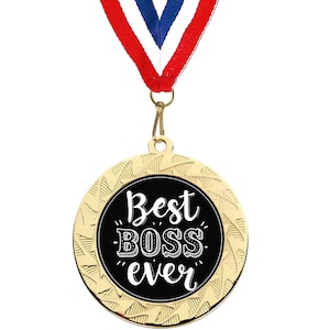 Large Gold Heavyweight Best Boss Ever Medal 70mm With Free Ribbon ...