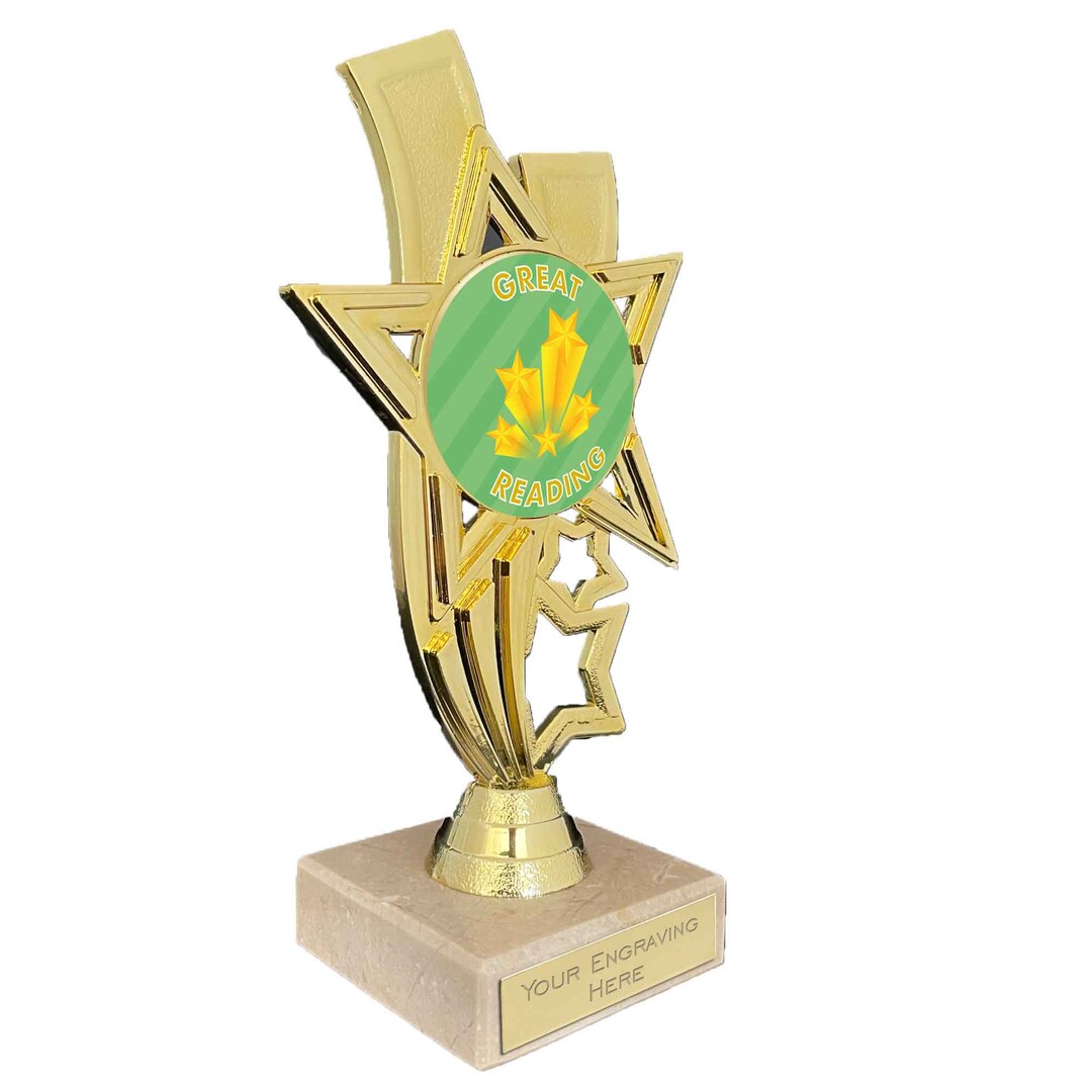 Gold Star Great Reading Award Novelty Gift Trophy Award 18.5cm - Etsy