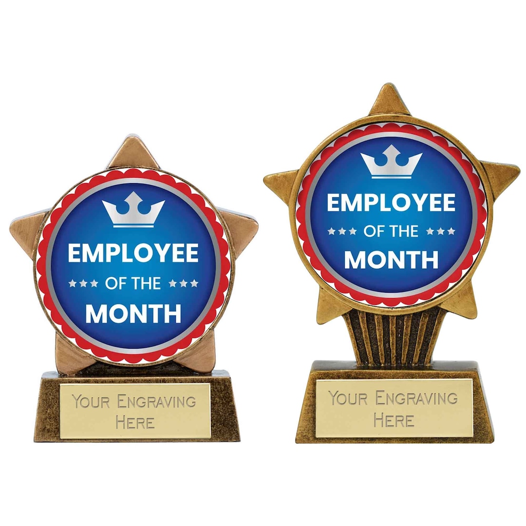 Gold Star Employee of the Month Trophy Award in 2 Sizes & Free ...